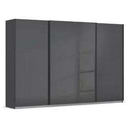 Schwebet&uuml;renschrank OTTO HOME "Kleiderschrank Schrank Garderobe AGORDO mit Glasfront", grau (graumetallic, glas basalt), B:315cm H:210cm T:62cm, Holzwerkstoff, Schr&auml;nke, Schwebet&uuml;renschrank, durchdachte Innenausstattung, in 4 Breiten und 2 H&ouml;hen MADE IN GERMANY