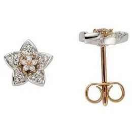 Paar Ohrstecker Firetti "Schmuck Geschenk Gold 585 Ohrschmuck Blume", wei&szlig; (rotgoldfarben, wei&szlig;goldfarben, wei&szlig;), Ohrringe, Damen, 0,14 P2 = erkennbare Einschl&uuml;sse, Diamanten Rotgold 585 Wei&szlig;gold 585, Diamanten, Rotgold 585, Wei&szlig;gold 585, Made in Germany, wahlweise mit oder ohne Brillant