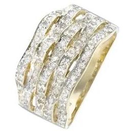 Goldring Firetti "Schmuck Geschenk Gold 333 Diamantring Wellen glitzernd" Gr. 17, gold (gelbgoldfarben, wei&szlig;goldfarben), Fingerringe, Damen, 17, 0,3 P3 = leicht erkennbare Einschl&uuml;sse, Diamanten Gelbgold 333, 3mm, Diamanten, Gelbgold 333, Goldring, mit Diamanten