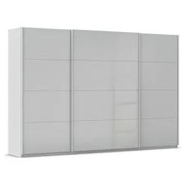 Schwebet&uuml;renschrank OTTO HOME "Kleiderschrank Schrank Garderobe AGORDO mit Glasfront", grau (seidengrau, glas seidengrau), B:315cm H:210cm T:62cm, Holzwerkstoff, Schr&auml;nke, Schwebet&uuml;renschrank, durchdachte Innenausstattung, in 4 Breiten und 2 H&ouml;hen MADE IN GERMANY, Topseller