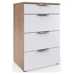 Schubkastenkommode wimex "Level by fresh to go", wei&szlig; (front wei&szlig;, korpus plankeneiche nachbildung), B:54cm H:84cm T:41cm, Holzwerkstoff, Sideboards, 4 Schubladen mit soft-close Funktion, 54cm breit, 84cm hoch