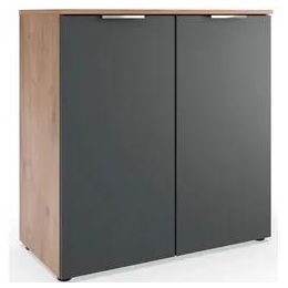Kommode wimex "Level by fresh to go", schwarz (front graphit, korpus plankeneiche nachbildung), B:81cm H:84cm T:41cm, Holzwerkstoff, Sideboards, Kommode, 2-t&uuml;rig mit soft-close Funktion, 81cm breit, 84cm hoch