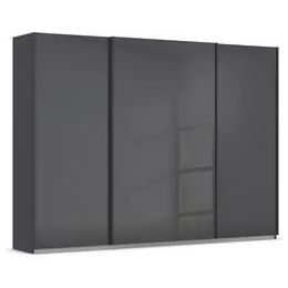 Schwebet&uuml;renschrank OTTO HOME "Kleiderschrank Schrank Garderobe AGORDO mit Glasfront", grau (graumetallic, glas basalt), B:315cm H:229cm T:62cm, Holzwerkstoff, Schr&auml;nke, Schwebet&uuml;renschrank, durchdachte Innenausstattung, in 4 Breiten und 2 H&ouml;hen MADE IN GERMANY