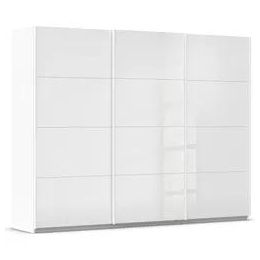 Schwebet&uuml;renschrank OTTO HOME "Kleiderschrank Schrank Garderobe AGORDO mit Glasfront", wei&szlig; (alpinwei&szlig;, glas kristallwei&szlig;), B:271cm H:210cm T:62cm, Holzwerkstoff, Schr&auml;nke, Schwebet&uuml;renschrank, durchdachte Innenausstattung, in 4 Breiten und 2 H&ouml;hen MADE IN GERMANY, Topseller