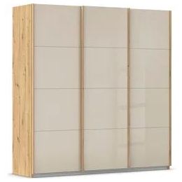 Schwebet&uuml;renschrank OTTO HOME "Kleiderschrank Schrank Garderobe AGORDO mit Glasfront", beige (eiche artisan, glas beige (champagner)), B:203cm H:210cm T:62cm, Holzwerkstoff, Schr&auml;nke, Schwebet&uuml;renschrank, durchdachte Innenausstattung, in 4 Breiten und 2 H&ouml;hen MADE IN GERMANY, Topseller