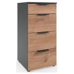 Schubkastenkommode wimex "Level by fresh to go", schwarz (front plankeneiche nachbildung, korpus graphit), B:41cm H:84cm T:41cm, Holzwerkstoff, Sideboards, 4 Schubladen mit soft-close Funktion, 41cm breit, 84cm hoch