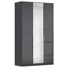 Dreht&uuml;renschrank OTTO HOME "Kleiderschrank Kleiderschr&auml;nke Schrank Garderobe AGORDO mit Glasfront", grau (graumetallic, glas basalt), B:136cm H:229cm T:54cm, Holzwerkstoff, Schr&auml;nke, Dreht&uuml;renschrank, durchdachte Innenausstattung, in 7 Breiten und 2 H&ouml;hen MADE IN GERMANY