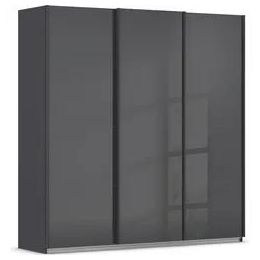 Schwebet&uuml;renschrank OTTO HOME "Kleiderschrank Schrank Garderobe AGORDO mit Glasfront", grau (graumetallic, glas basalt), B:203cm H:210cm T:62cm, Holzwerkstoff, Schr&auml;nke, Schwebet&uuml;renschrank, durchdachte Innenausstattung, in 4 Breiten und 2 H&ouml;hen MADE IN GERMANY