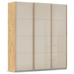 Schwebet&uuml;renschrank OTTO HOME "Kleiderschrank Schrank Garderobe AGORDO mit Glasfront", beige (eiche artisan, glas beige (champagner)), B:203cm H:229cm T:62cm, Holzwerkstoff, Schr&auml;nke, Schwebet&uuml;renschrank, durchdachte Innenausstattung, in 4 Breiten und 2 H&ouml;hen MADE IN GERMANY