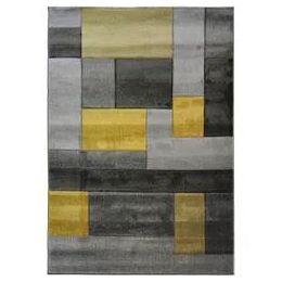 Teppich FLAIR RUGS "Cosmos mit Hoch-Tief-Effekt", gelb (ocker), B:120cm H:12mm L:170cm, Kunstfaser, Teppiche, Teppich, Patchwork Design, mehrfarbig, Wohnzimmer, Schlafzimmer
