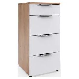 Schubkastenkommode wimex "Level by fresh to go", wei&szlig; (front wei&szlig;, korpus plankeneiche nachbildung), B:41cm H:84cm T:41cm, Holzwerkstoff, Sideboards, 4 Schubladen mit soft-close Funktion, 41cm breit, 84cm hoch