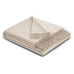 Plaid Biederlack "Vivo", beige, B:130cm L:170cm, Kaschmir, Schurwolle, Wohndecken, mit hohem Kaschmiranteil