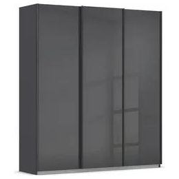 Schwebet&uuml;renschrank OTTO HOME "Kleiderschrank Schrank Garderobe AGORDO mit Glasfront", grau (graumetallic, glas basalt), B:203cm H:229cm T:62cm, Holzwerkstoff, Schr&auml;nke, Schwebet&uuml;renschrank, durchdachte Innenausstattung, in 4 Breiten und 2 H&ouml;hen MADE IN GERMANY, Topseller