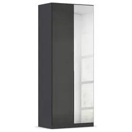 Dreht&uuml;renschrank OTTO HOME "Kleiderschrank Schrank Garderobe AGORDO mit Dekor- oder Hochglanzfront", grau (graumetallic, effektgrau hochglanz), B:91cm H:229cm T:54cm, Holzwerkstoff, Schr&auml;nke, Dreht&uuml;renschrank, durchdachte Innenausstattung, in 8 Breiten und 2 H&ouml;hen MADE IN GERMANY