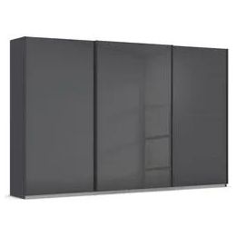 Schwebet&uuml;renschrank OTTO HOME "Kleiderschrank Schrank Garderobe AGORDO mit Glasfront", grau (graumetallic, glas basalt), B:360cm H:229cm T:62cm, Holzwerkstoff, Schr&auml;nke, Schwebet&uuml;renschrank, durchdachte Innenausstattung, in 4 Breiten und 2 H&ouml;hen MADE IN GERMANY