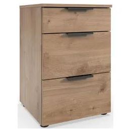 Nachtkommode wimex "Level by fresh to go", braun (plankeneiche nachbildung), B:41cm H:61cm T:41cm, Holzwerkstoff, Sideboards, 3 Schubladen mit soft-close Funktion, 41cm breit, 61cm hoch