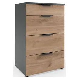 Schubkastenkommode wimex "Level by fresh to go", schwarz (front plankeneiche nachbildung, korpus graphit), B:54cm H:84cm T:41cm, Holzwerkstoff, Sideboards, 4 Schubladen mit soft-close Funktion, 54cm breit, 84cm hoch