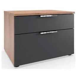 Nachtkommode wimex "Level by fresh to go", schwarz (front graphit, korpus plankeneiche nachbildung), B:54cm H:39cm T:41cm, Holzwerkstoff, Sideboards, 2 Schubladen mit soft-close Funktion, 54cm breit, 39cm hoch