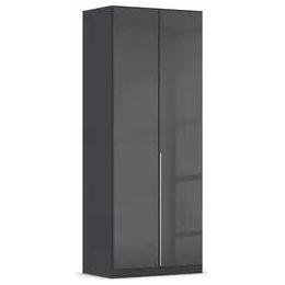 Dreht&uuml;renschrank OTTO HOME "Kleiderschrank Kleiderschr&auml;nke Schrank Garderobe AGORDO mit Glasfront", grau (graumetallic, glas basalt), B:91cm H:229cm T:54cm, Holzwerkstoff, Schr&auml;nke, Dreht&uuml;renschrank, durchdachte Innenausstattung, in 8 Breiten und 2 H&ouml;hen MADE IN GERMANY