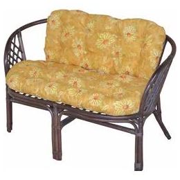 Sitzbank Home Affaire, braun (braun, gelb), B:110cm H:83cm T:69cm, Sitzb&auml;nke, Sitzbank, aus handgeflochtenem Rattan, mit Kissen