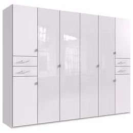 Dreht&uuml;renschrank wimex "Danzig", wei&szlig; (wei&szlig;, lange durchg&auml;ngige t&uuml;rfronten glas wei&szlig;), B:270cm H:208cm T:58cm, Holzwerkstoff, Schr&auml;nke, Dreht&uuml;renschrank, mit Schubladen auf bequemer H&ouml;he, mit Glast&uuml;ren