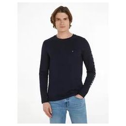 Longsleeve Tommy Hilfiger "TOMMY LOGO LONG SLEEVE TEE", Herren, Gr. XXXL (58), blau (desert sky), Single Jersey, Obermaterial: 100% Baumwolle, bestickt, unifarben, normal h&uuml;ftlang, Rundhals, Shirts, mit Logodruck