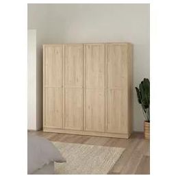 Kleiderschrank Home Affaire "Billund Aufbewahrung Kasten Schrank Stauraum", braun (jackson hickory), B:195,5cm H:200,1cm T:61,7cm, Holzwerkstoff, Schr&auml;nke, Kleiderschrank, mit Rahment&uuml;ren, Einlegeb&ouml;den, 1 Kleiderstange, B: 147 oder 195 cm