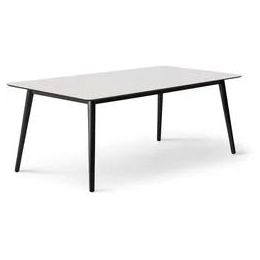 Esstisch HAMMEL FURNITURE "Meza Designtisch mit Auszugsfunktion und 2 Einlegeplatten", wei&szlig; (wei&szlig;, schwarz, wei&szlig;), B:210cm H:74cm T:100cm, Tischplatte: Weiss Laminat (schwarzer Rand), Gestell: Massive Esche., Tische, Esstisch, abgerundete Tischplatte MDF, Massivholzgestell, in zwei Breite