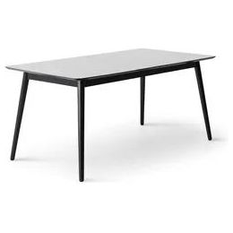 Esstisch HAMMEL FURNITURE "Meza Designtisch mit Auszugsfunktion und 2 Einlegeplatten", wei&szlig; (wei&szlig;, schwarz, wei&szlig;), B:165cm H:74cm T:90cm, Tischplatte: Weiss Laminat (schwarzer Rand), Gestell: Massive Esche., Tische, Esstisch, abgerundete Tischplatte MDF, Massivholzgestell, in zwei Breite