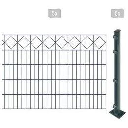 Doppelstabmattenzaun Arvotec "EASY 100 zum Aufschrauben "Karo" mit Zierleiste", grau (anthrazit), H:100cm, Kunststoff, Stahl, Zaunelemente, Zaunh&ouml;he 100 cm, Zaunl&auml;nge 2 - 60 m