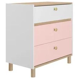 Kommode GAMI "Romy", rosa (wei&szlig;, rosa, eiche hell), B:81cm H:82cm T:45cm, Spanplatte, Sideboards, Kommode, Elegantes Design f&uuml;r eine sanfte und feminine Atmosph&auml;re.