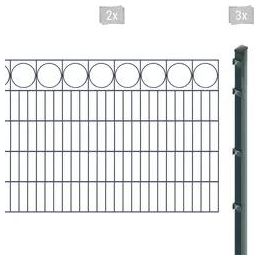 Doppelstabmattenzaun Arvotec "EXCLUSIVE 100 zum Einbetonieren "Ring" mit Zierleiste", grau (anthrazit), H:100cm, Kunststoff, Stahl, Zaunelemente, Zaunh&ouml;he 100 cm, Zaunl&auml;nge 2 - 60 m