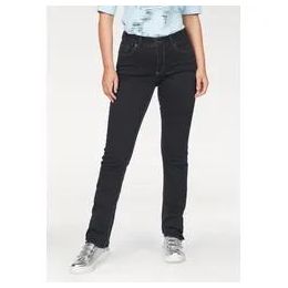 Stretch-Jeans MAC "Melanie", Damen, Gr. 34, L&auml;nge 32, blau (dunkelblau rinsed), Denim/Jeans, Obermaterial: 98% Baumwolle, 2% Elasthan, clean, figurbetont lang, Jeans, Gerade geschnitten, Topseller