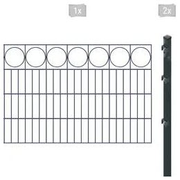 Doppelstabmattenzaun Arvotec "ESSENTIAL 80 zum Einbetonieren "Ring" mit Zierleiste", grau (anthrazit), H:80cm, Kunststoff, Stahl, Zaunelemente, Zaunh&ouml;he 80 cm, Zaunl&auml;nge 2 - 60 m