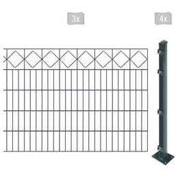 Doppelstabmattenzaun Arvotec "EASY 100 zum Aufschrauben "Karo" mit Zierleiste", grau (anthrazit), H:100cm, Kunststoff, Stahl, Zaunelemente, Zaunh&ouml;he 100 cm, Zaunl&auml;nge 2 - 60 m