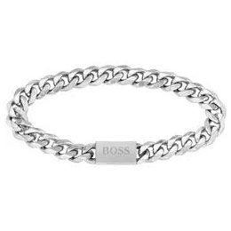 Armband BOSS "Schmuck Edelstahl Armschmuck Panzerkette CHAIN LINK" Gr. M, silber (edelstahlfarben), Armb&auml;nder, Herren, M, Edelstahl, Armband, mit Zirkonia (synth.)