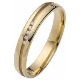 Trauring Firetti "Schmuck Geschenk Gold 375 Hochzeit Ehering "LIEBE" Gr. 17,5, gold (gelbgoldfarben), Fingerringe, Damen, 17,5, 0,03 SI = kleine Einschl&uuml;sse mit Brillanten, Gelbgold 585, 3,5mm, Trauring, Made in Germany, wahlweise mit oder ohne Brillanten