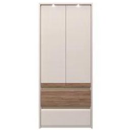 Kleiderschrank OTTO HOME "Invictus, UV lackiert, kratzfest, FSC-zertifiziert, grifflose Optik", beige (kaschmirfarbe), B:97cm H:226cm T:60cm, Holzwerkstoff, MDF, Schr&auml;nke, Kleiderschrank, mit Beleuchtung und Passpartourahmen, hoher Schrank (226cm), 6 Breiten