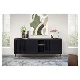 Sideboard WOODMAN "Ende", schwarz, B:188cm H:75cm T:45cm, FSC-zertifiziertes teilmassives Holz, Sideboards, Sideboard, Kommode, teilmassiv, Metallf&uuml;&szlig;e, Breite 188 cm, FSC
