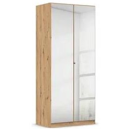 Dreht&uuml;renschrank Rauch "Reflect", braun (eiche artisan), B:91cm H:210cm T:54cm, Holzwerkstoff, Schr&auml;nke, Dreht&uuml;renschrank, mit Spiegelfront, inkl. praktischer Inneneinteilung und Stoffboxen-Set