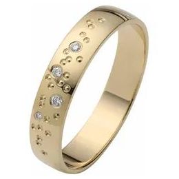 Trauring Firetti "Schmuck Geschenk Gold 375 Hochzeit Ehering "LIEBE" Sterne" Gr. 17, gold (gelbgoldfarben), Fingerringe, Damen, 17, 0,03 SI = kleine Einschl&uuml;sse mit Brillanten, Gelbgold 585, 4mm, Trauring, Made in Germany, wahlweise mit oder ohne Brillanten