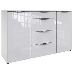 Kombikommode wimex "Level36 C by fresh to go", wei&szlig; (wei&szlig;, glas wei&szlig;), B:135cm H:84cm T:41cm, Spanplatte, Sideboards, Kombikommode, mit Glaselementen auf der Front, soft-close Funktion, 135cm breit