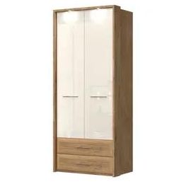 Kleiderschrank OTTO HOME "Gala, beige hochgl&auml;nzend UV lackiert, kratzfest, FSC-zertifiziert", beige (beige, pacific walnut), B:92cm H:224cm T:56cm, Holzwerkstoff, MDF, Schr&auml;nke, Kleiderschrank, mit Beleuchtung und Passpartourahmen, hoher Schrank (224cm), 2 Breiten