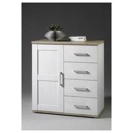 HBZ-MEBLE Kommode HBZ "Romance im Landhaustil, BxHxT 93x99x45 cm", braun (sibiu l&auml;rche), B:93cm H:99cm T:45cm, Holzwerkstoff, Sideboards, Kommode, Schrank mit 1 T&uuml;r, 4 Schubk&auml;sten und 2 Einlegeb&ouml;den
