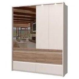 Kleiderschrank OTTO HOME "Invictus, UV lackiert, FSC-zertifiziert, grifflose Optik", beige (kaschmirfarbe), B:187cm H:226cm T:60cm, Holzwerkstoff, MDF, Schr&auml;nke, Kleiderschrank, mit Beleuchtung und Spiegel, in 4 Breiten, hoher Schrank (226cm)