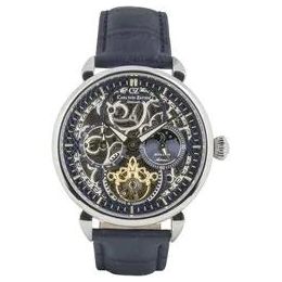 Automatikuhr Carl von Zeyten "Neukirch", blau, Armbanduhren, Damen, Automatikuhr, Armbanduhr, mechanische Uhr, Herrenuhr, Skelettuhr, Made in Germany