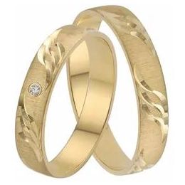 Trauring Firetti "Schmuck Geschenk Gold 375 Hochzeit Ehering "LIEBE" Welle" Gr. 22, gold (gelbgoldfarben), Fingerringe, Damen, 22, 0,01 SI = kleine Einschl&uuml;sse mit Brillant, Gelbgold 375, 4mm, Trauring, Made in Germany, wahlweise mit oder ohne Brillant
