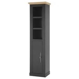 Stauraumschrank OTTO HOME "WESTMINSTER, Badschrank im Landhausstil, Schrank mit Metallgriffen", grau (grau dunkel), B:53cm H:203cm T:40cm, Schr&auml;nke, Stauraumschrank, in 2 Farben verf&uuml;gbar, mit offenen F&auml;chern und Stauraum
