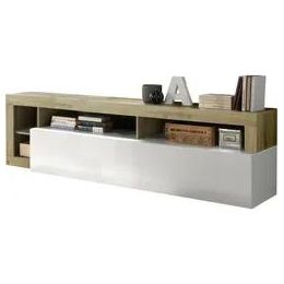 Lowboard Home Affaire "Hamburg, TV-Bank", braun (wei&szlig;, eiche cadiz nb), B:210cm H:58cm T:42cm, Sideboards, Lowboard, Breite 210 cm