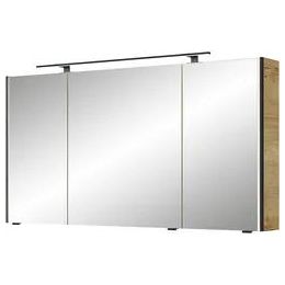Spiegelschrank SAPHIR "Serie 7045 Badezimmer-Spiegelschrank inkl. LED-Beleuchtung, 3 T&uuml;ren", braun (halifax eiche quer nachbildung), B:133,2cm H:70,3cm T:17cm, Holzwerkstoff, Schr&auml;nke, Spiegelschrank, Badschrank 133,2 cm breit, inkl. LEDplus Schalter und T&uuml;rd&auml;mpfer
